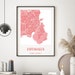 Pink City Map Minimalist Poster, Pink City Poster, London Minimalist ...
