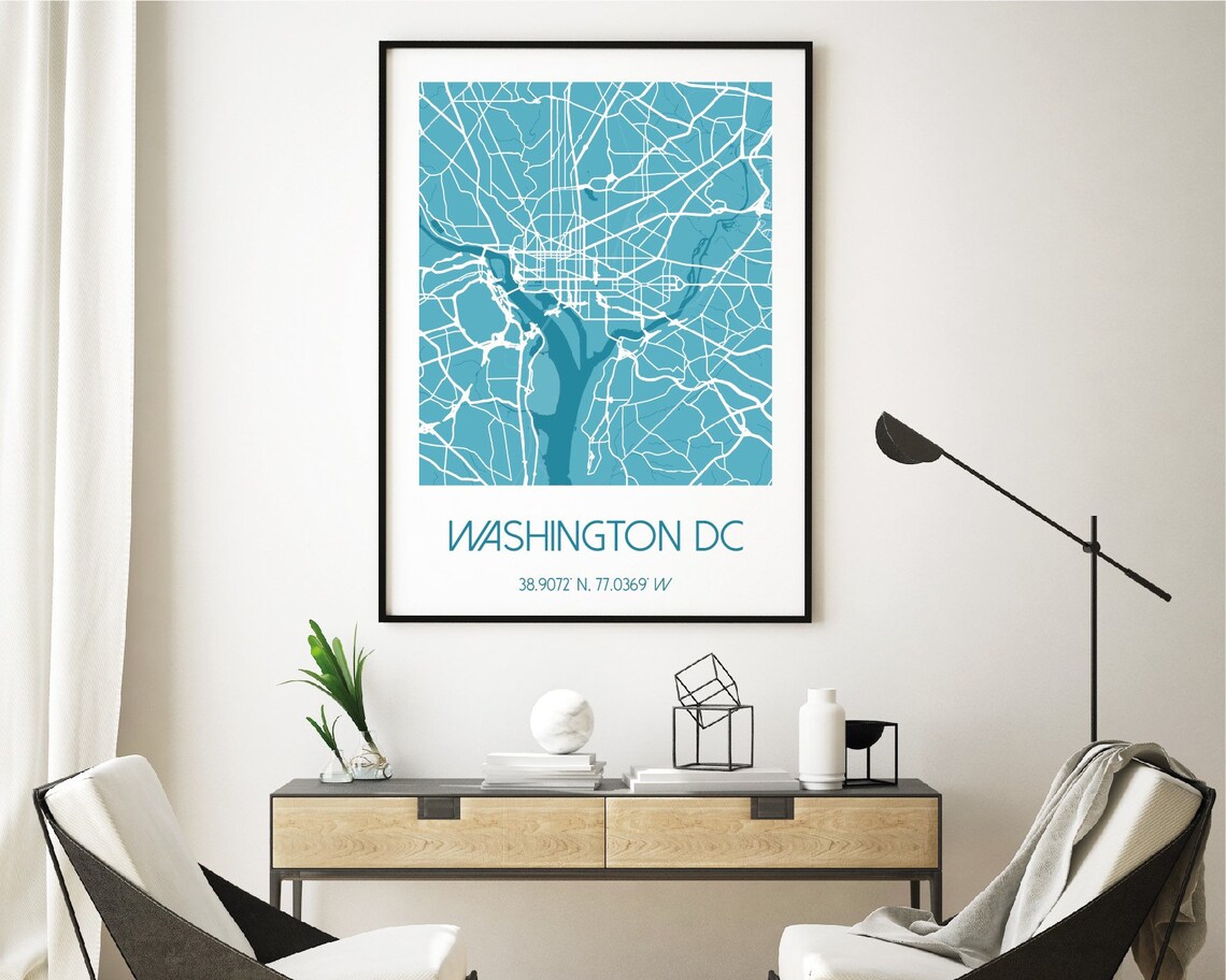 Blue City Map Minimalist Poster Blue City Poster London - Etsy