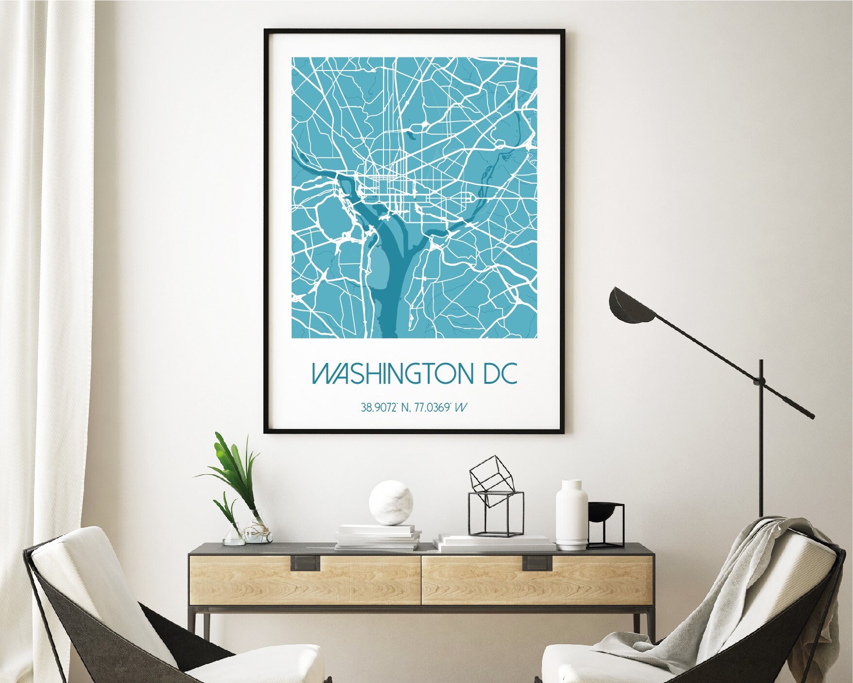 Blue City Map Minimalist Poster Blue City Poster London - Etsy