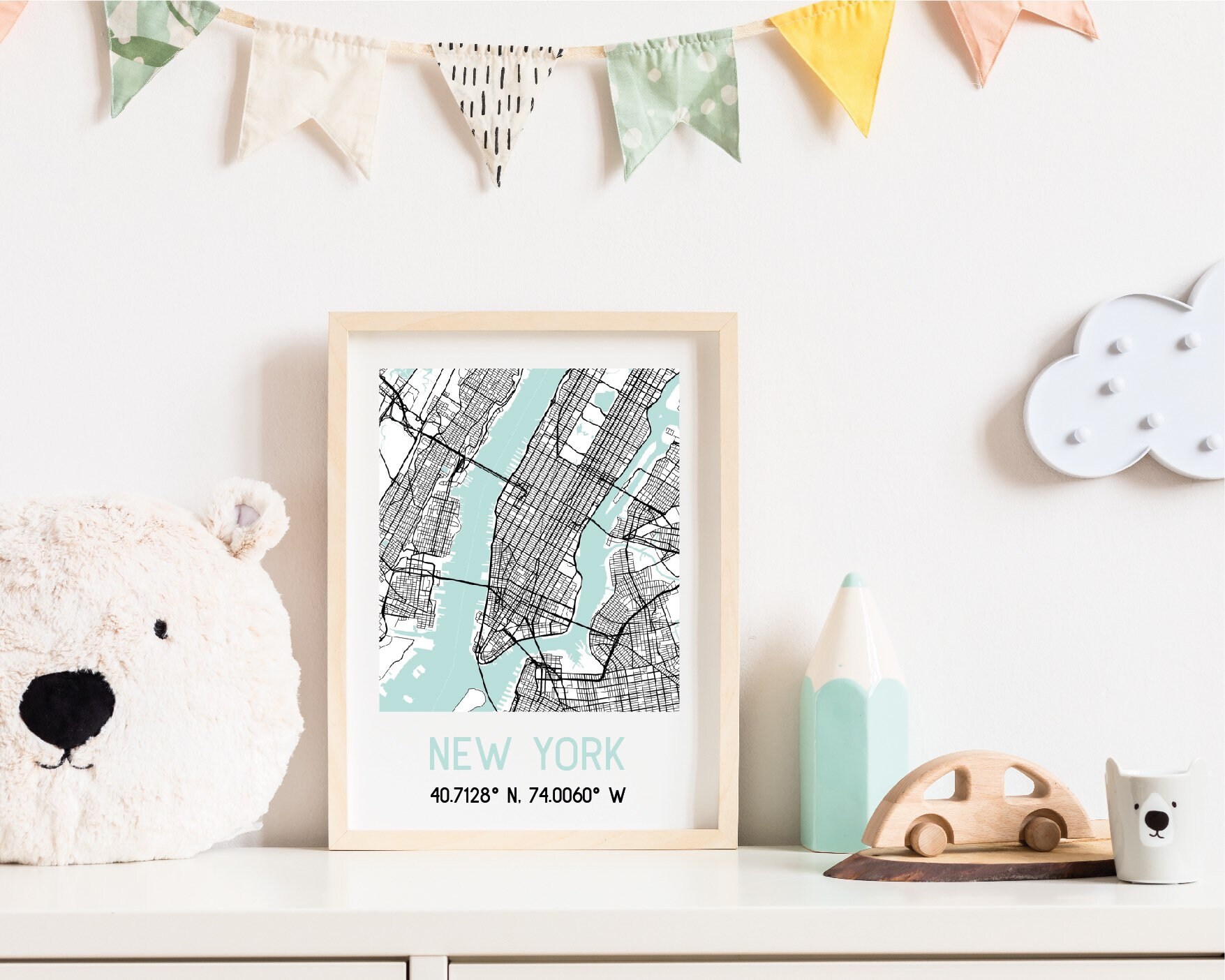 Turquoise City Map Minimalist Poster Turquoise City Poster | Etsy
