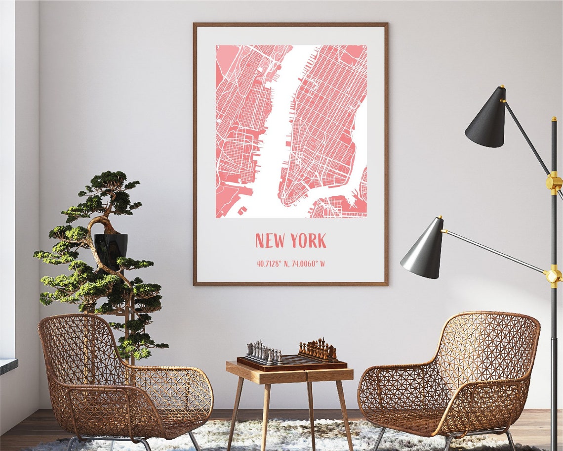 Pink City Map Minimalist Poster Pink City Poster London - Etsy UK