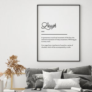 Laugh Definition Poster, Laugh Definition Print, Home Decor, Definition ...