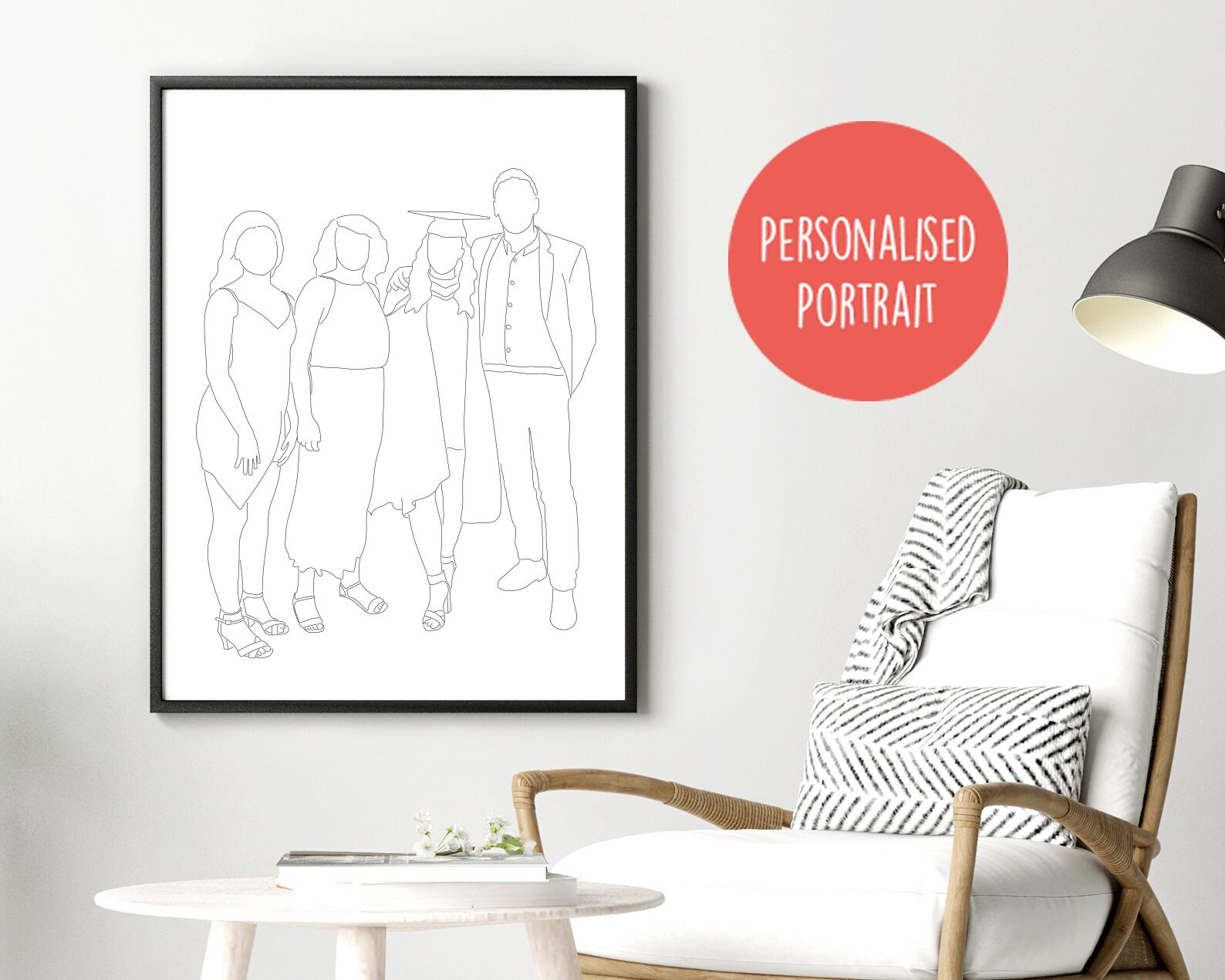 Customised Family Portrait Line Art Print Family Line Art | Etsy