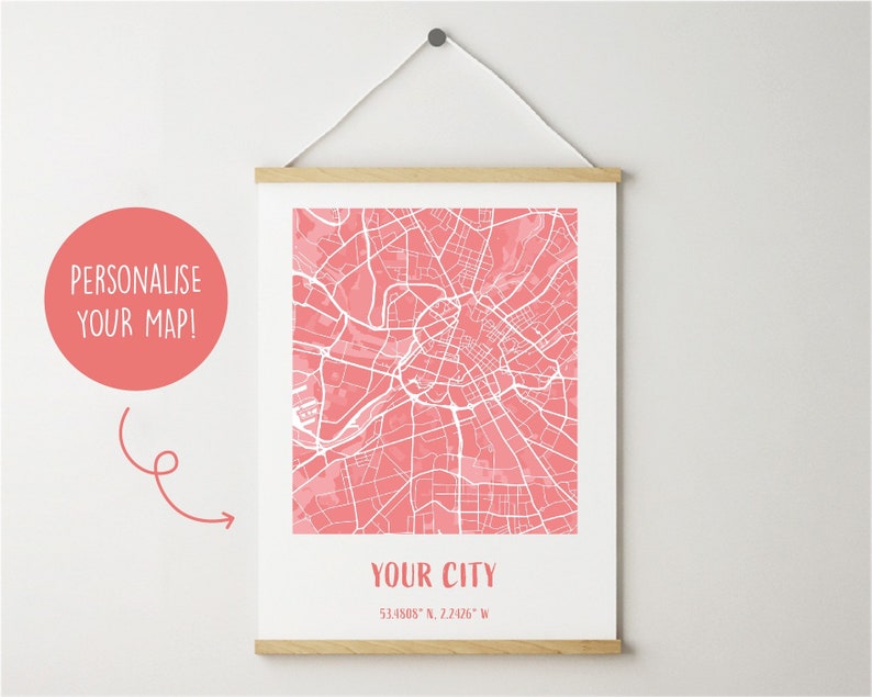Pink City Map Minimalist Poster Pink City Poster London - Etsy