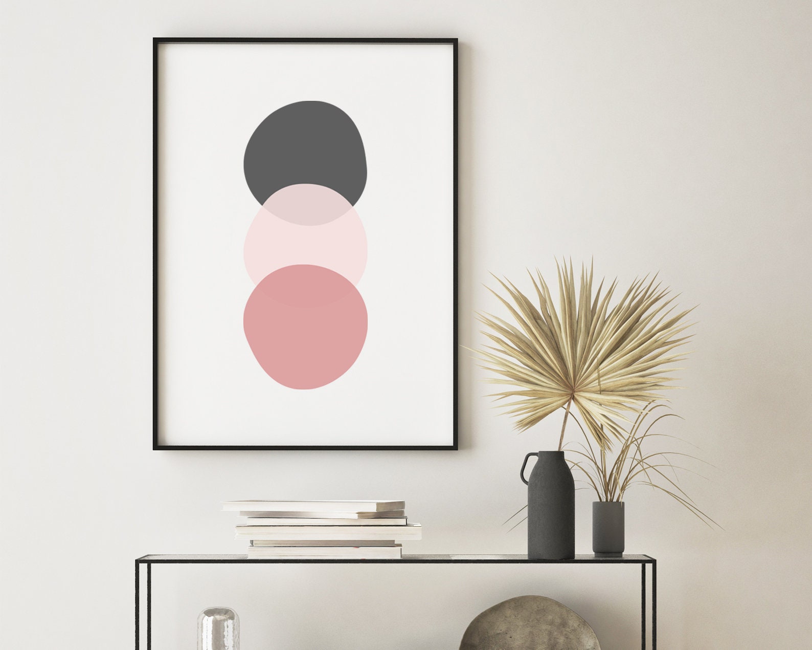 Pink Circles Wall Art Pink Circle Print Scandinavian Print - Etsy