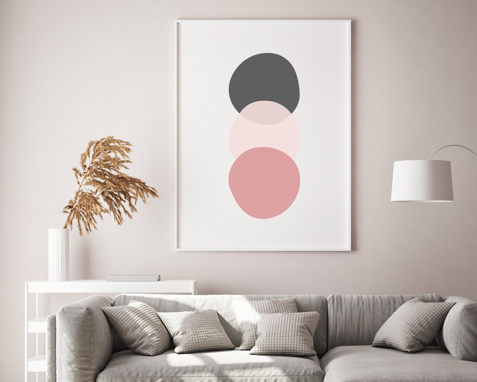 Pink Circles Wall Art Pink Circle Print Scandinavian Print - Etsy