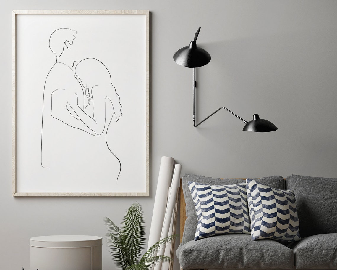 Hugging Couple Line Art Poster Cuddle Line Art Line Art - Etsy UK