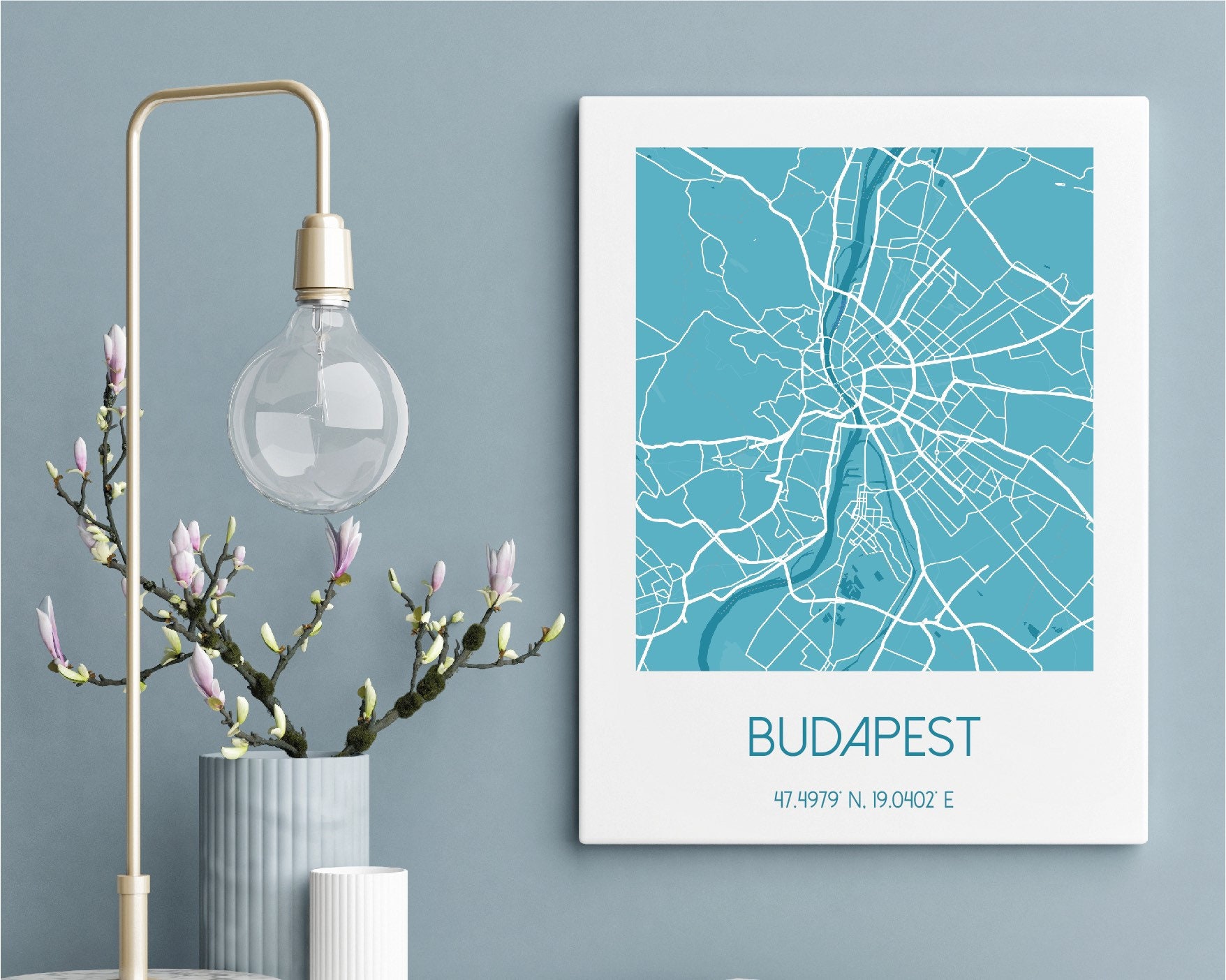 Blue City Map Minimalist Poster Blue City Poster London - Etsy