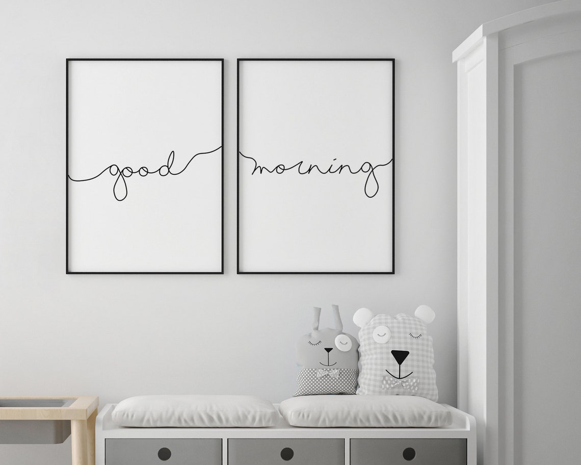 Good Morning Quote Print Set of 2 Prints Good Morning | Etsy