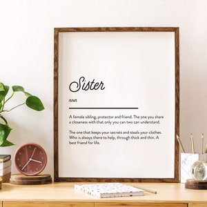 Sister Definition Poster Gift for Sister Gift for Sis - Etsy