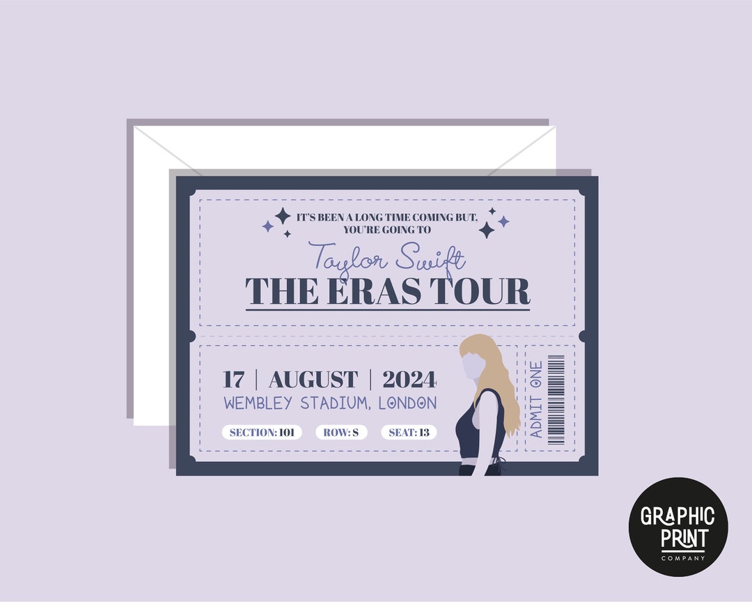 Taylor Swift the Eras Tour Ticket Gift Card, the Eras Tour Memorabilia ...