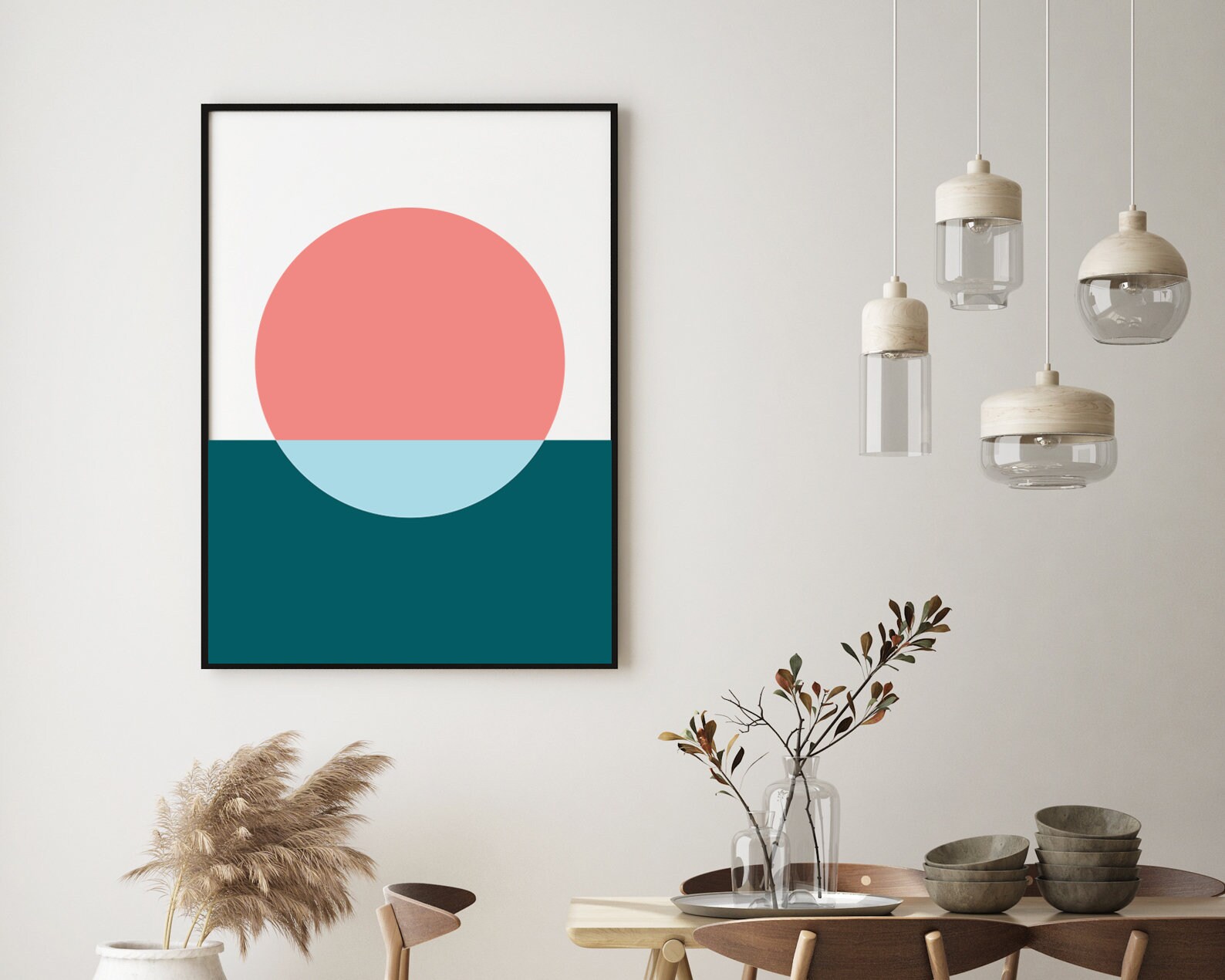 Scandinavian Two Tone Circle Print Abstract Print Circle | Etsy