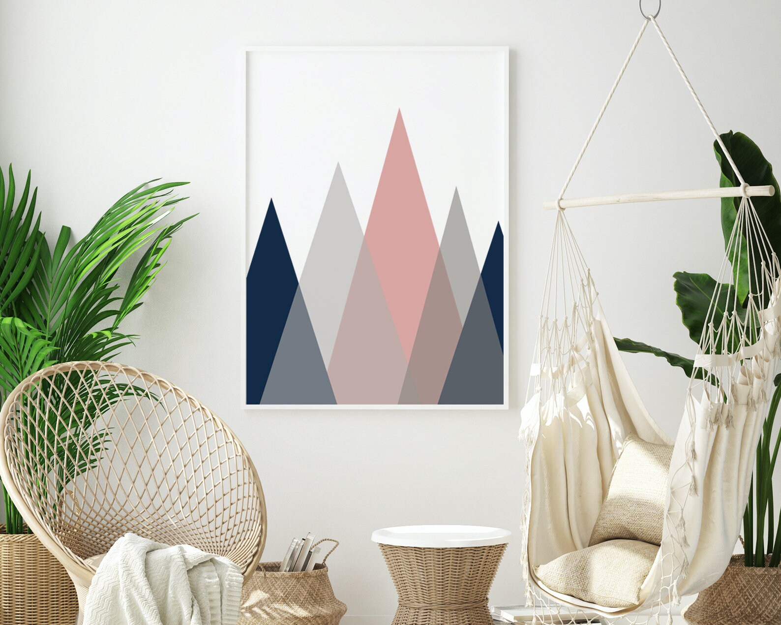 Geometric Mountain Set of 2 Prints Mountain Print Landscape | Etsy