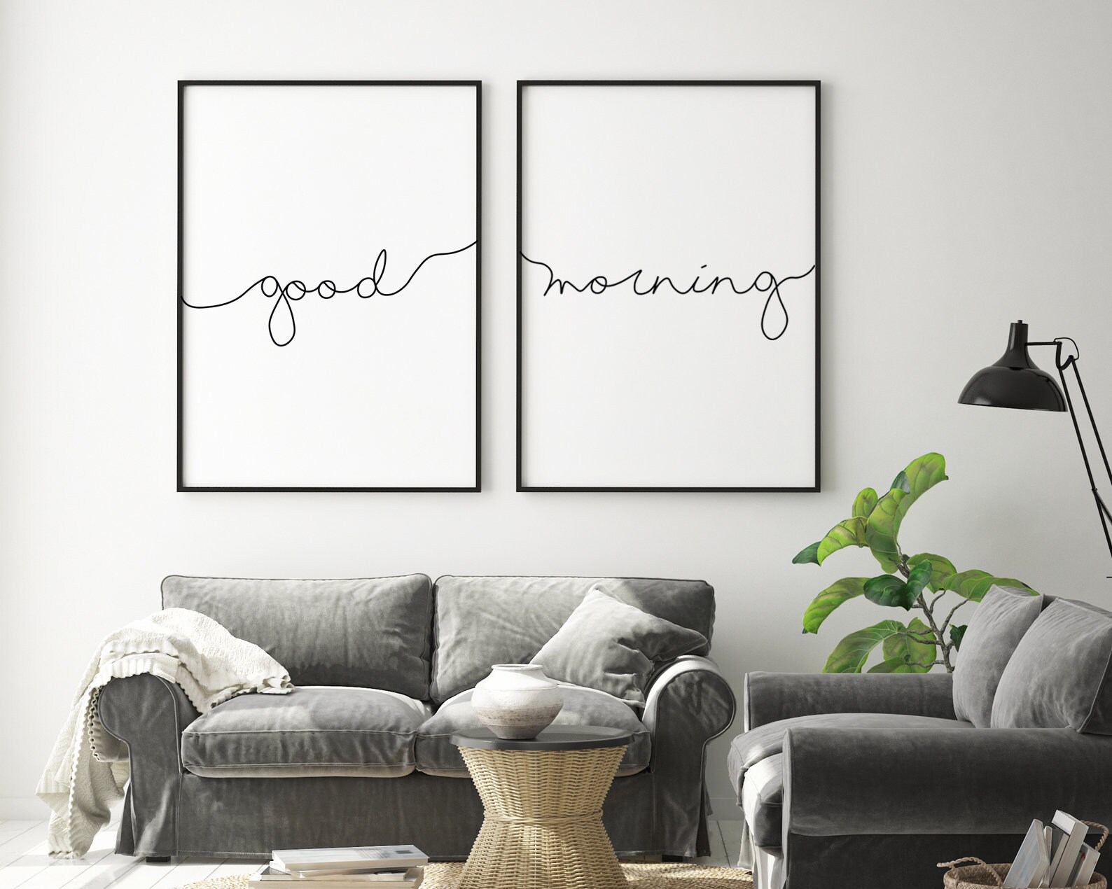 Good Morning Quote Print Set of 2 Prints Good Morning | Etsy