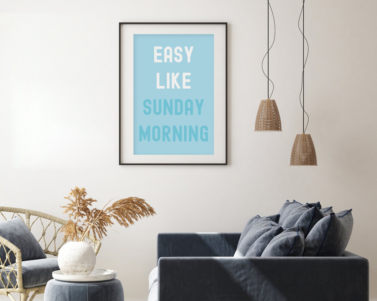 Easy Like Sunday Morning Print Typography Print Blue Sunday - Etsy