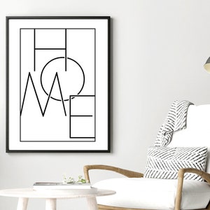 Home Quote Print, Home Typography Print, Black and White Home Quote ...