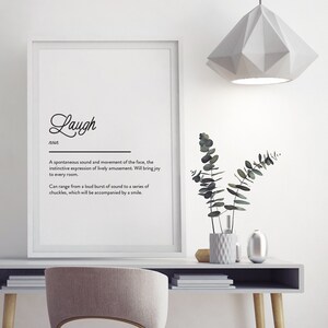 Laugh Definition Poster, Laugh Definition Print, Home Decor, Definition ...