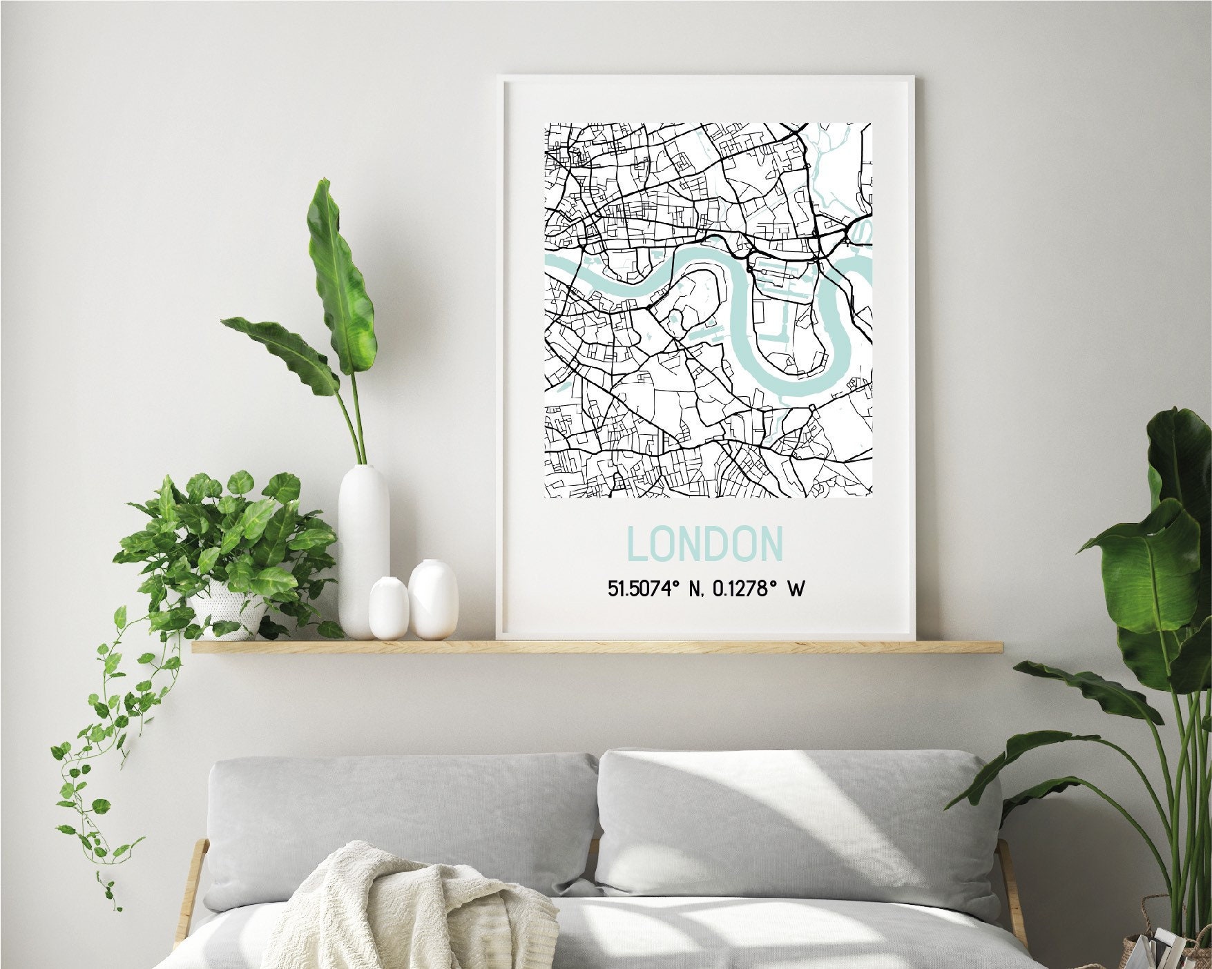 Turquoise City Map Minimalist Poster Turquoise City Poster | Etsy