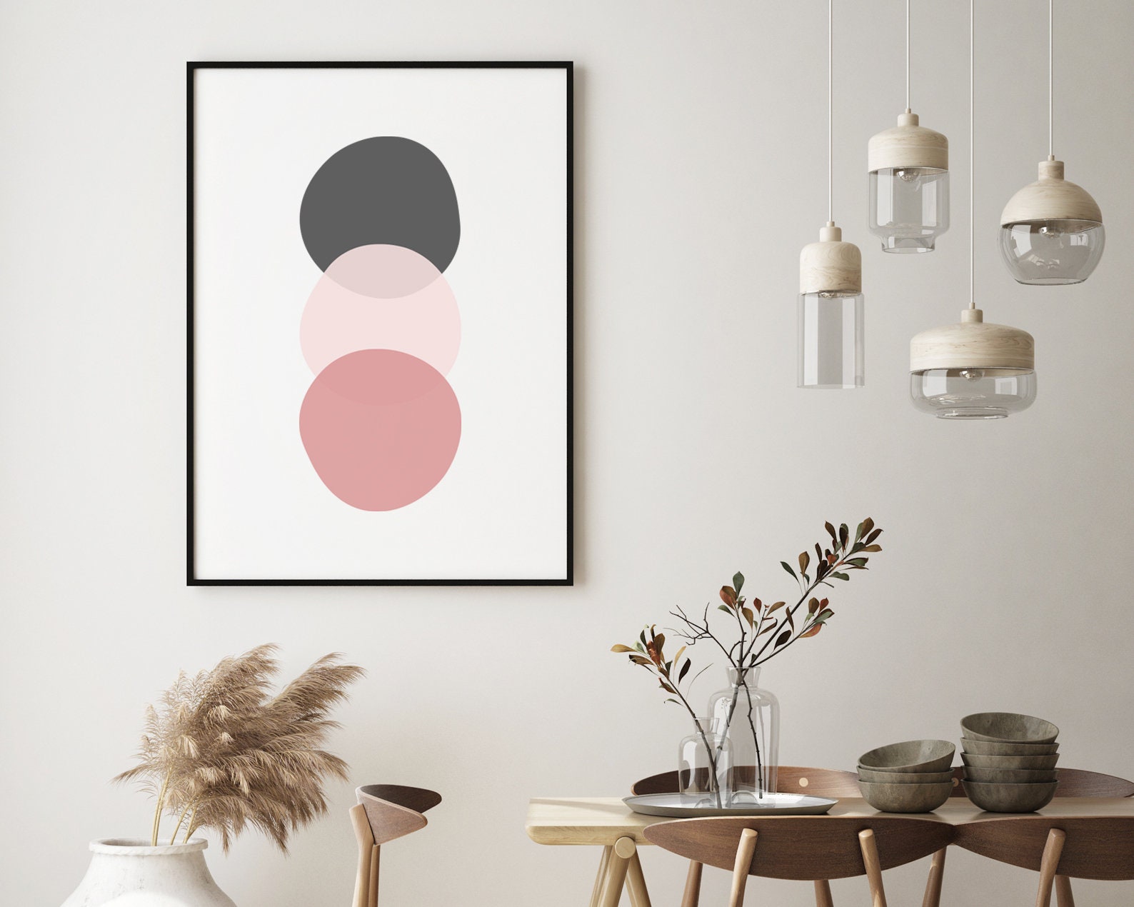 Pink Circles Wall Art Pink Circle Print Scandinavian Print - Etsy UK