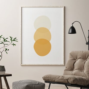 Yellow Circles Wall Art, Yellow Circle Print, Scandinavian Print ...