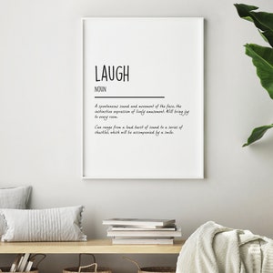 Laugh Definition Poster, Laugh Definition Print, Home Decor, Definition ...