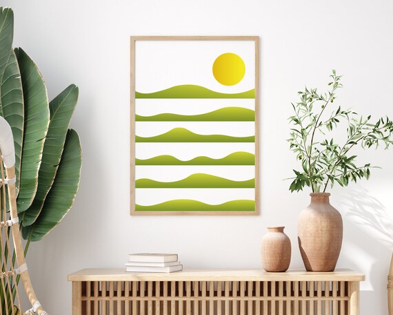 Layered Hills Over Sunrise Landscape Poster Nordic Print | Etsy