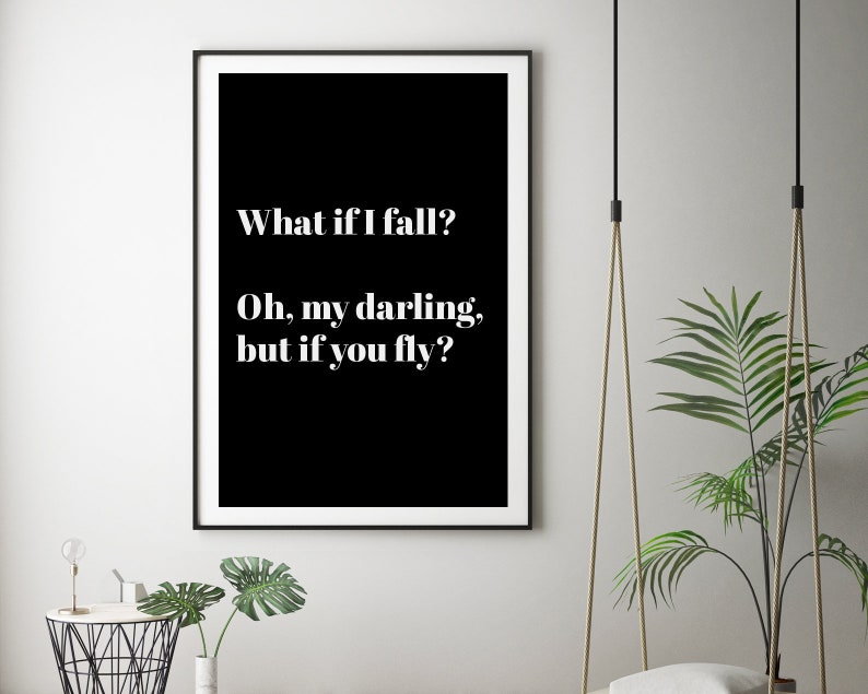 What If I Fall but What If You Fly Quote Print Typography | Etsy