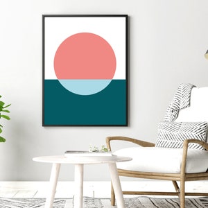 Scandinavian Two Tone Circle Print, Abstract Print, Circle Poster ...
