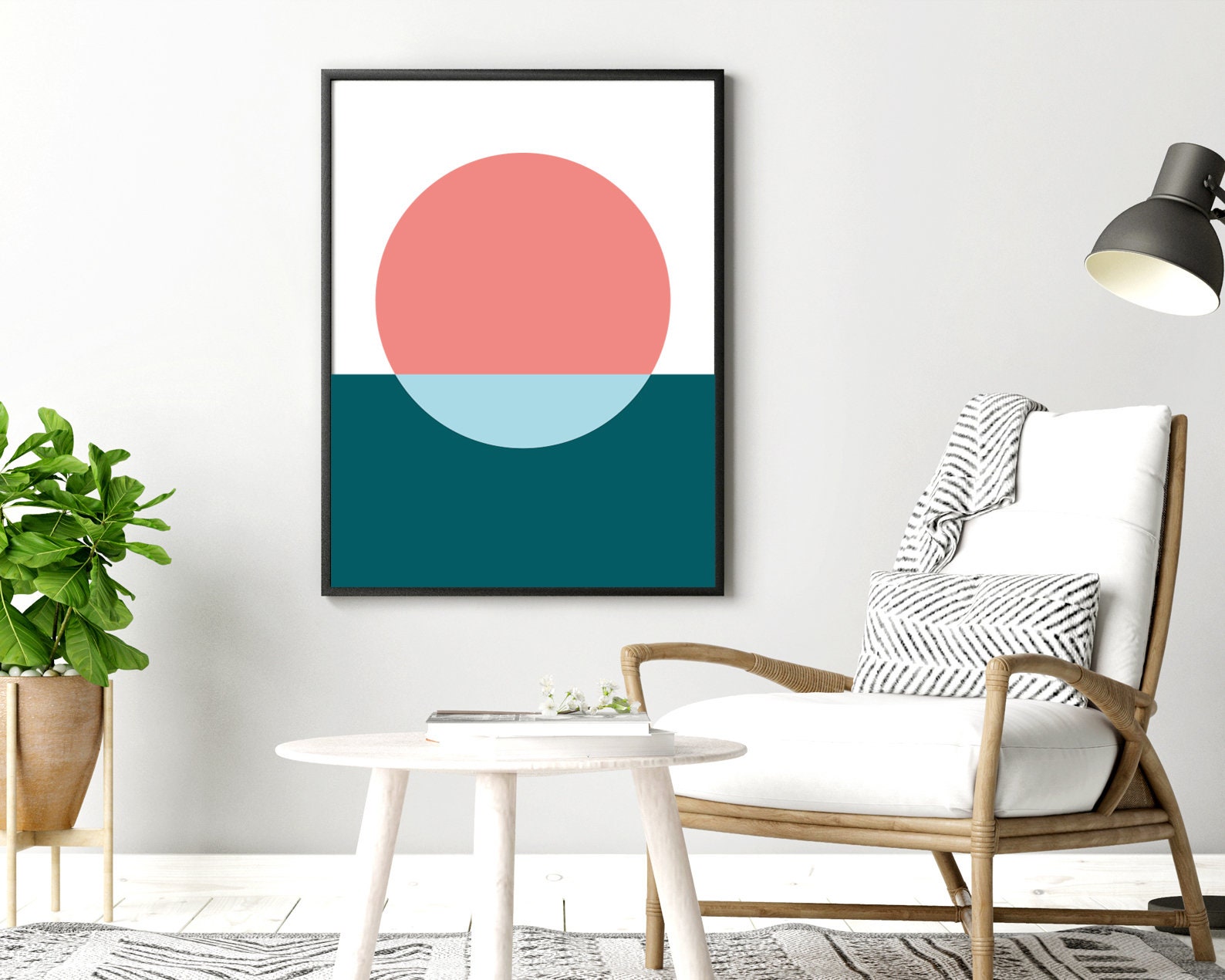 Scandinavian Two Tone Circle Print Abstract Print Circle | Etsy