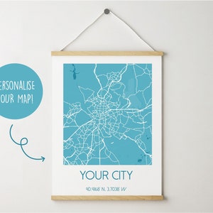 Blue City Map Minimalist Poster, Blue City Poster, London Minimalist ...