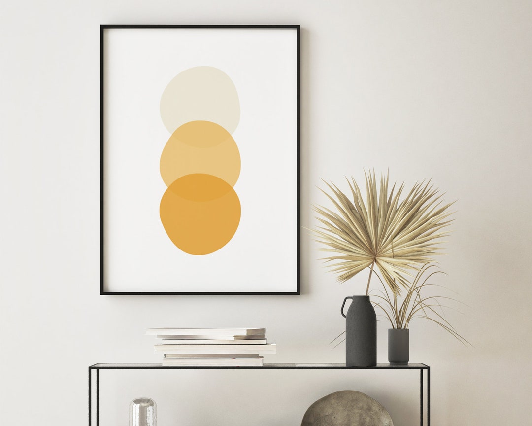Yellow Circles Wall Art, Yellow Circle Print, Scandinavian Print ...