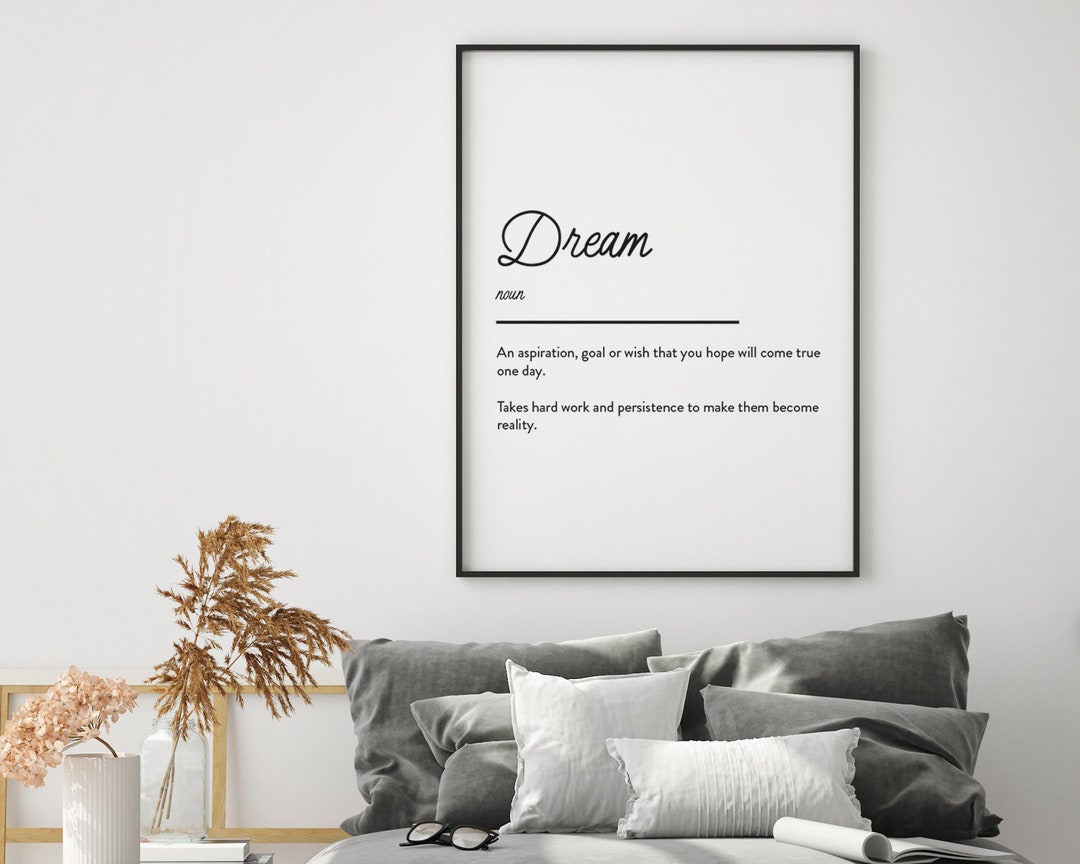Dream Definition Poster, Dream Definition Print, Home Decor, Definition ...