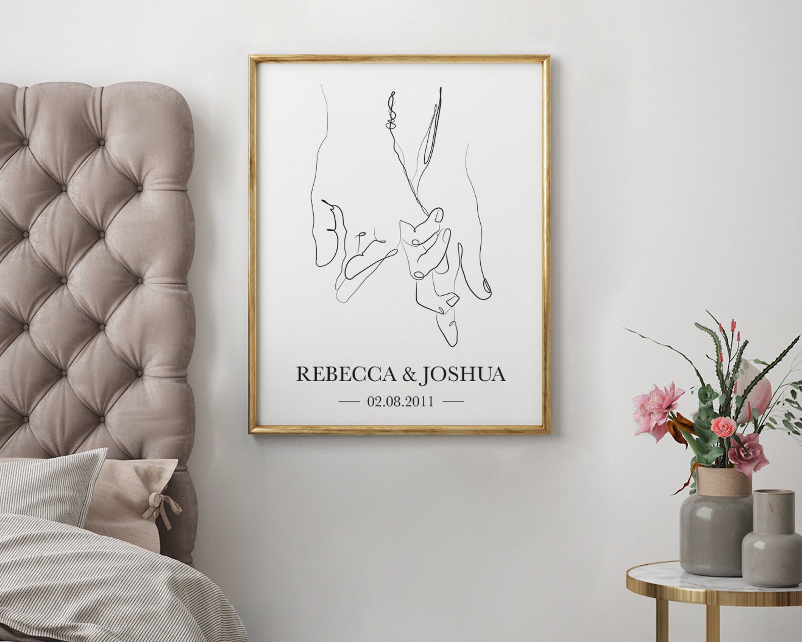 Holding Hands Line Art Poster Personalised Hands Line Art | Etsy