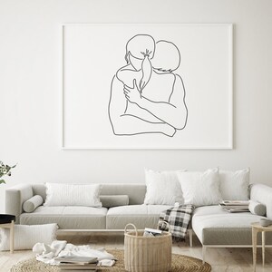 Couples Embrace Line Art Poster Cuddle Line Art Line Art - Etsy