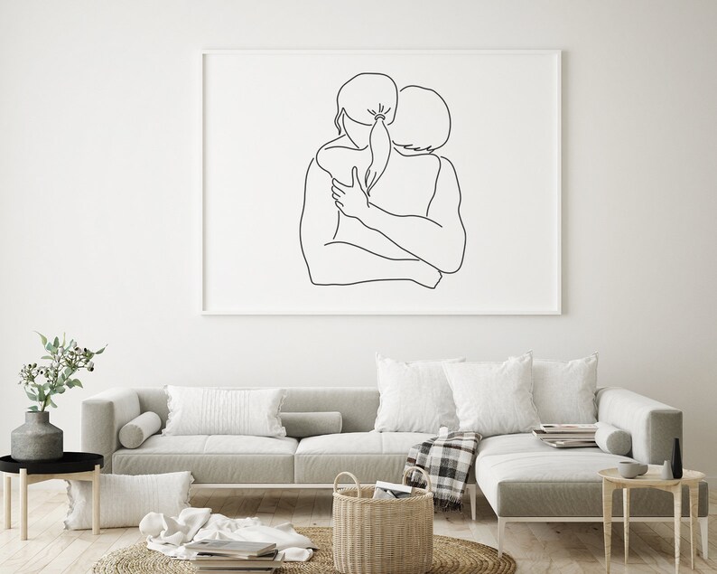 Couples Embrace Line Art Poster Cuddle Line Art Line Art - Etsy UK
