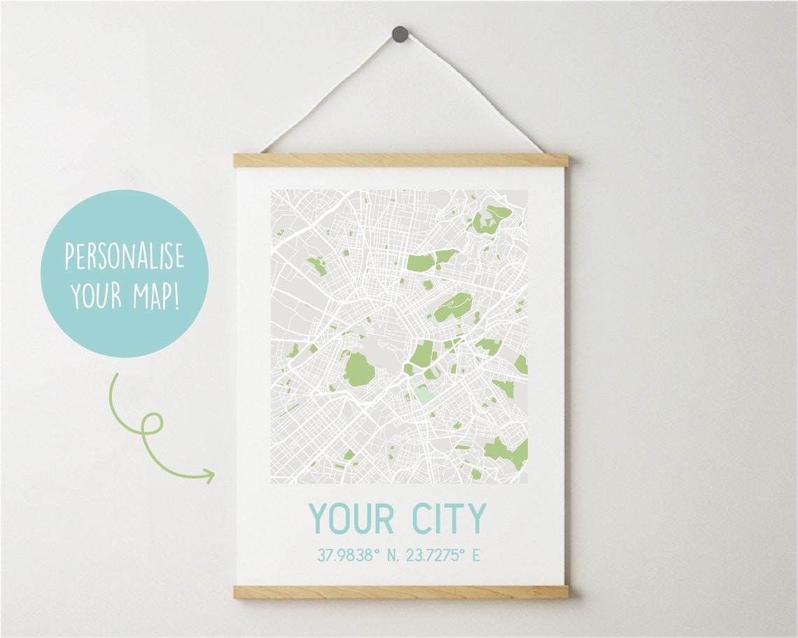 Natural City Map Minimalist Poster Natural City Poster | Etsy