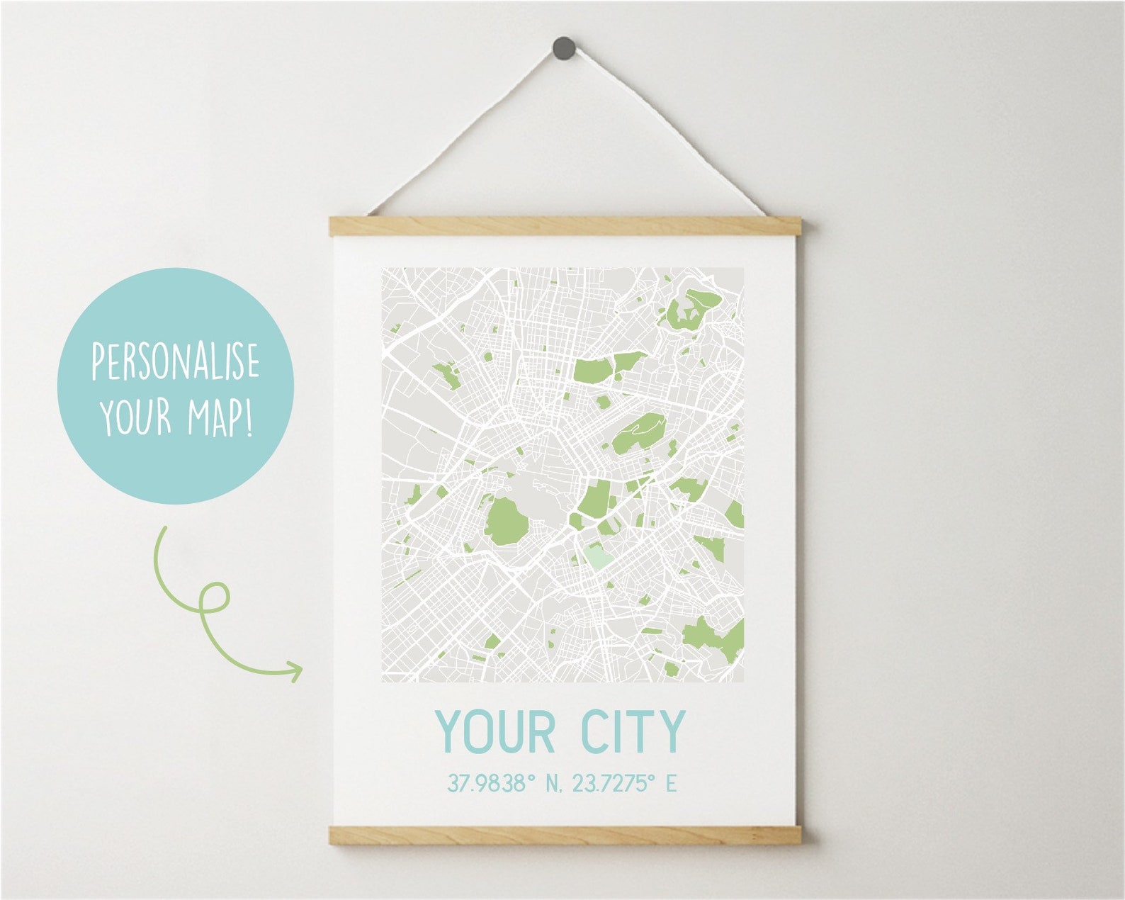 Natural City Map Minimalist Poster Natural City Poster | Etsy