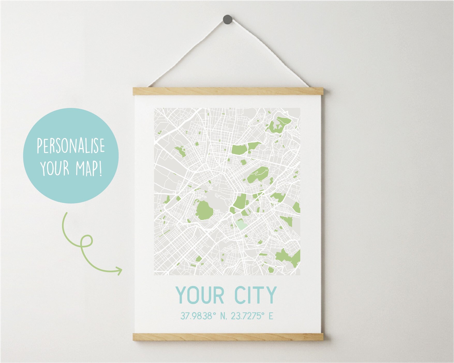 Natural City Map Minimalist Poster Natural City Poster | Etsy