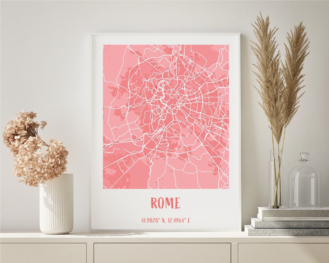 Pink City Map Minimalist Poster Pink City Poster London - Etsy