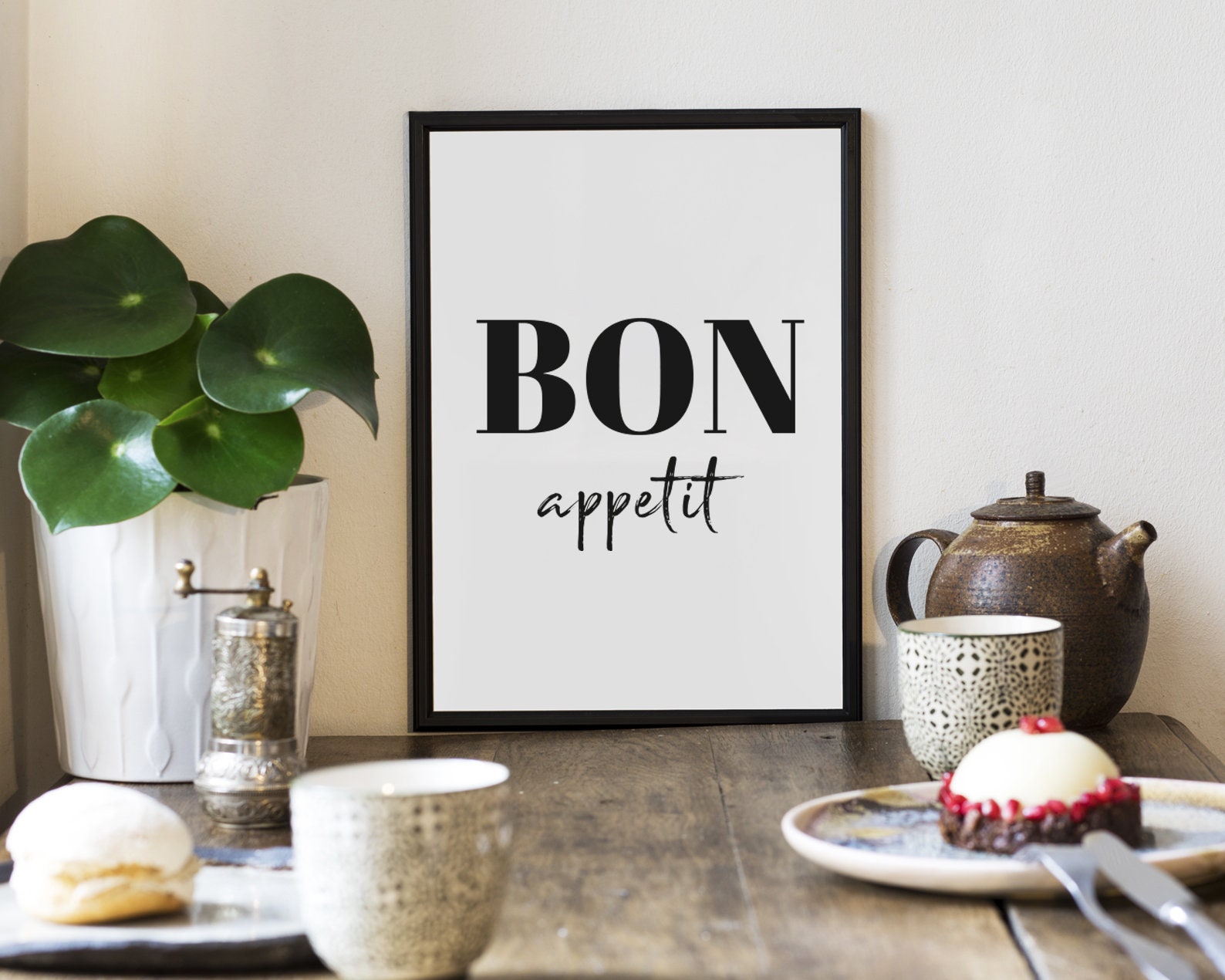 Bon Appetit Quote Print Bon Appetit Typography Print Kitchen - Etsy