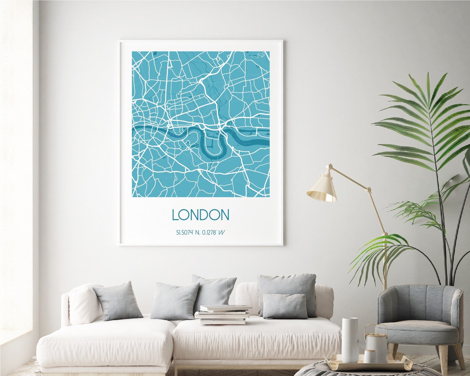Blue City Map Minimalist Poster Blue City Poster London - Etsy
