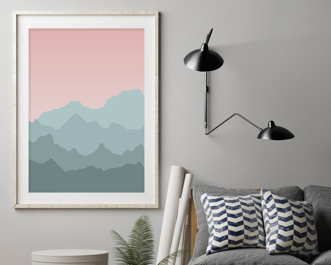 Pastel Mountain Landscape Pastel Print Mountains Poster | Etsy
