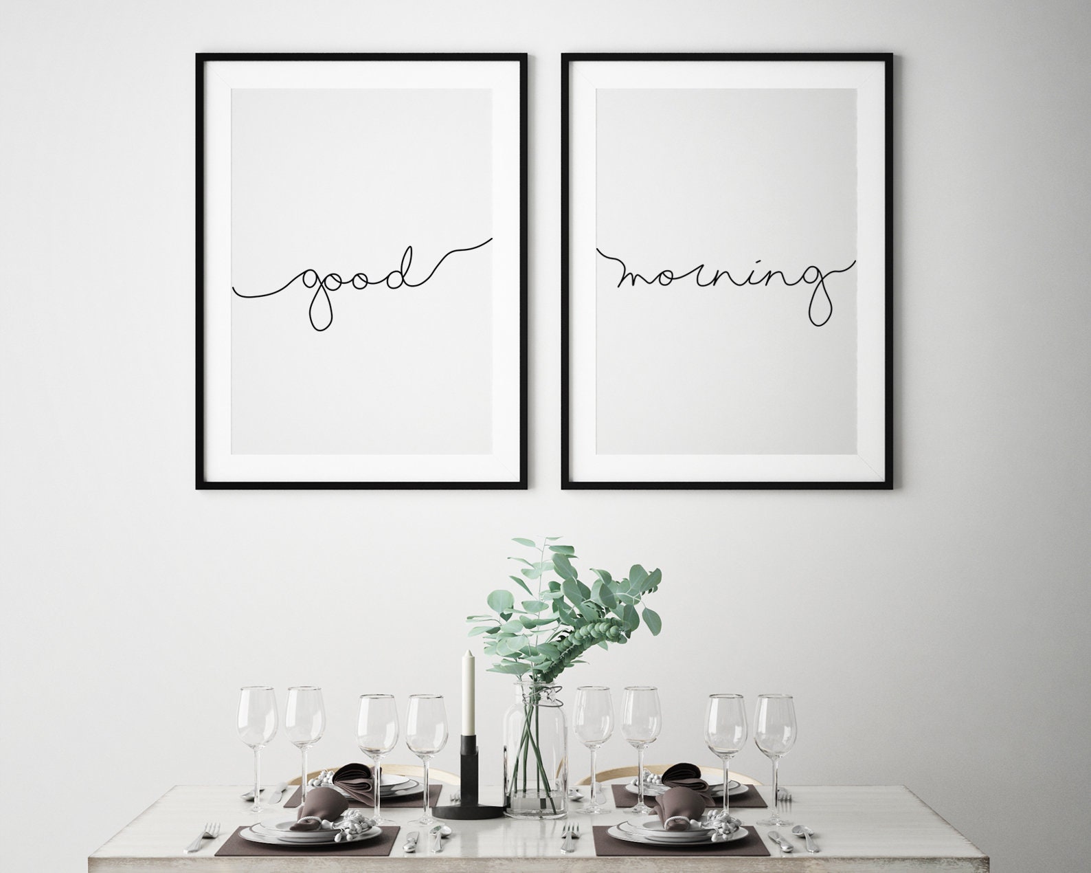 Good Morning Quote Print Set of 2 Prints Good Morning | Etsy