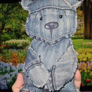 Denim Bear Sewing Pattern PDF Easy Hand Sew From Scraps - Etsy