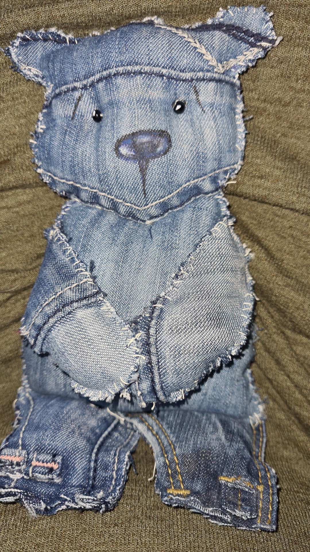 Denim Bear Sewing Pattern PDF Easy Hand Sew From Scraps - Etsy