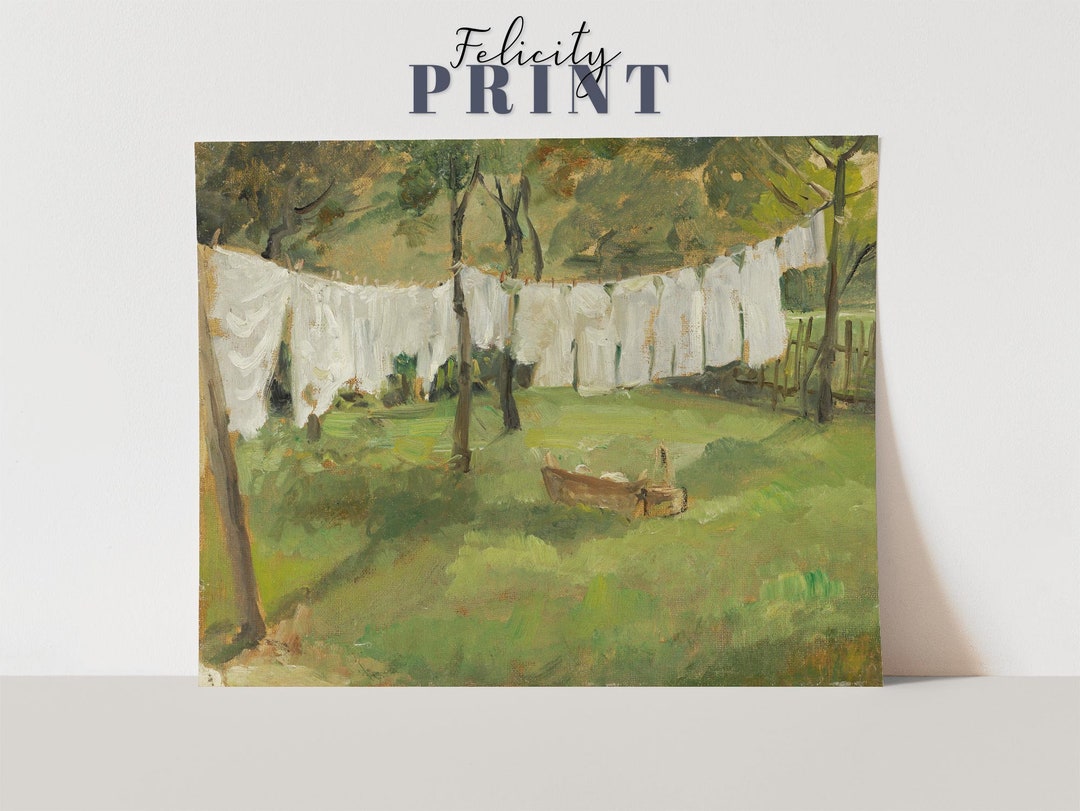 Laundry Room Decor | Washing Line Print | Vintage Painting | Laundry ...