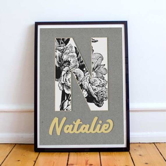 Natalie Custom Name Printable Letter Monogram Bedroom Decor | Etsy