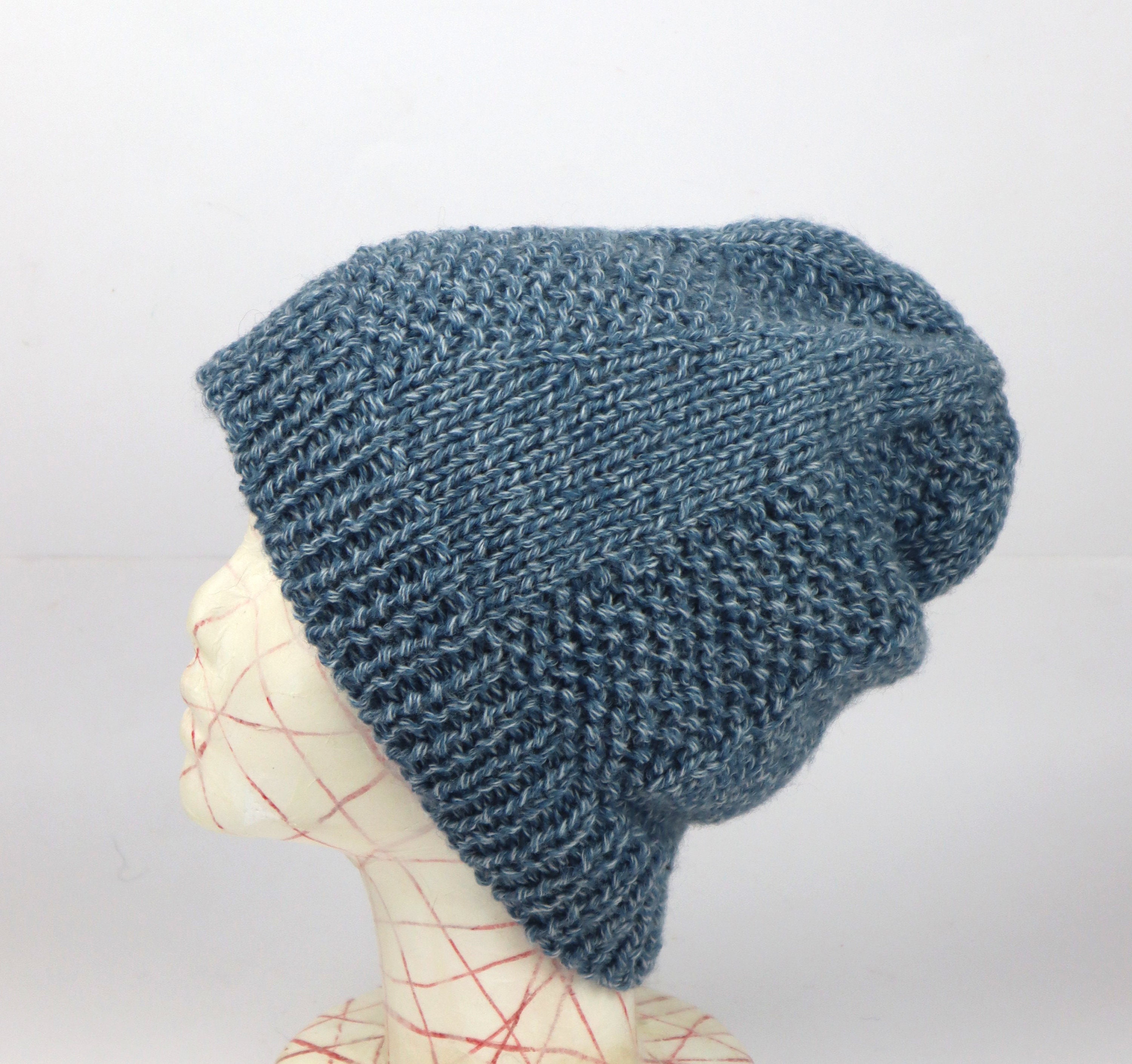 Handmade Wool Cap Wool Cap Unisex Light Blue Grey Cap Wool Knitted ...