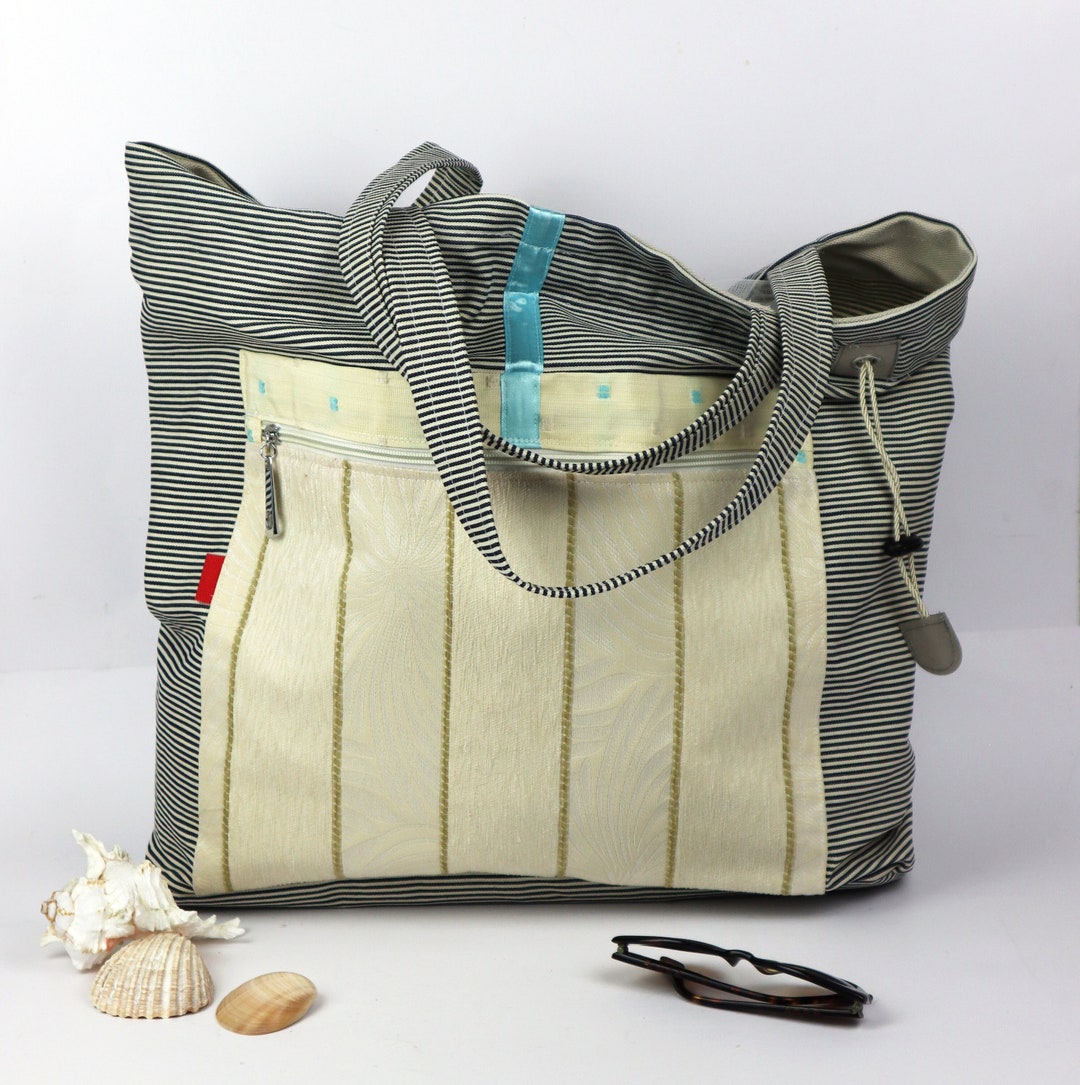 Large Handmade Fabric Tote Bag, Eco-friendly Artisanal, Beach Bag ...