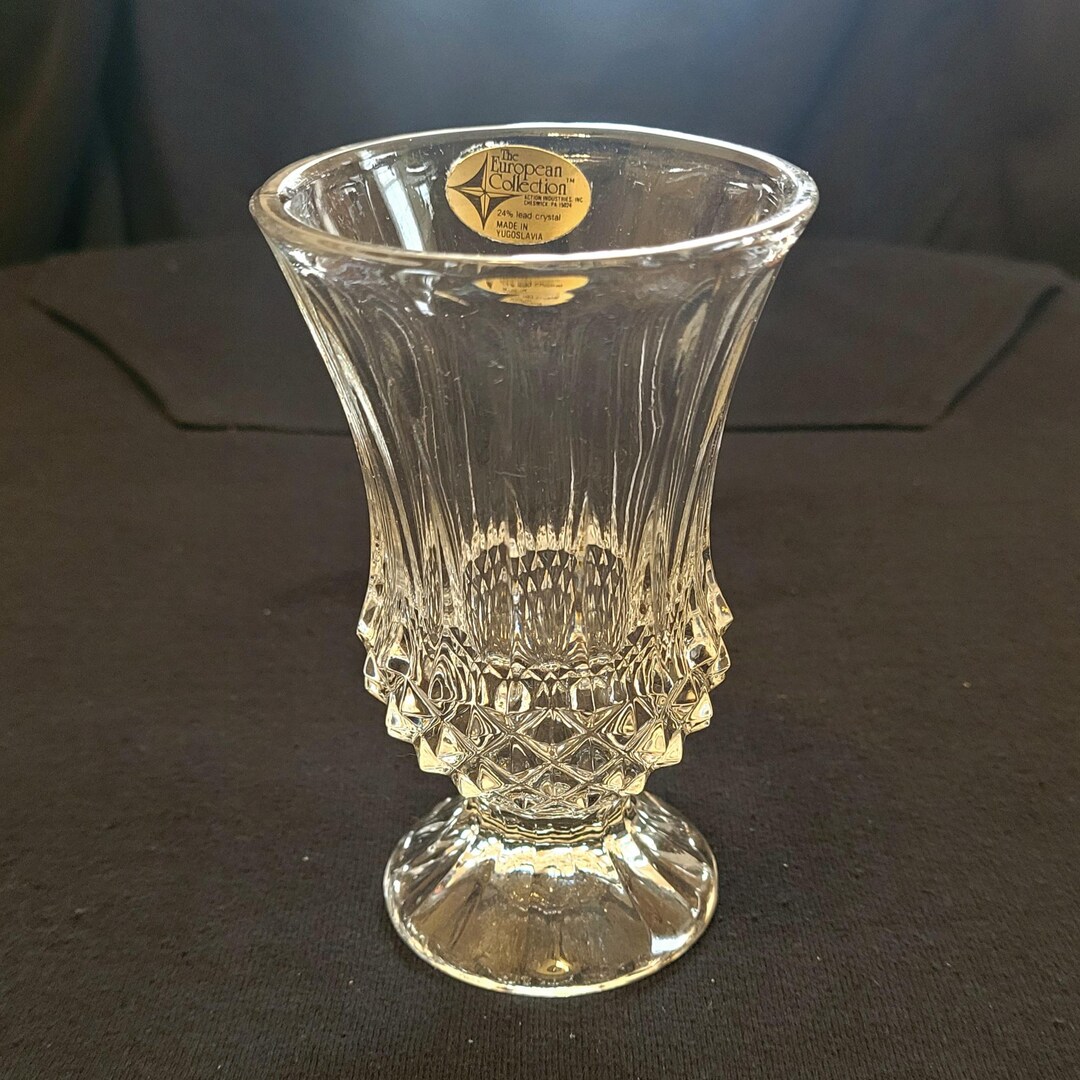 Vintage Crystal Glass Small Vase European Collection Glass Diamond ...